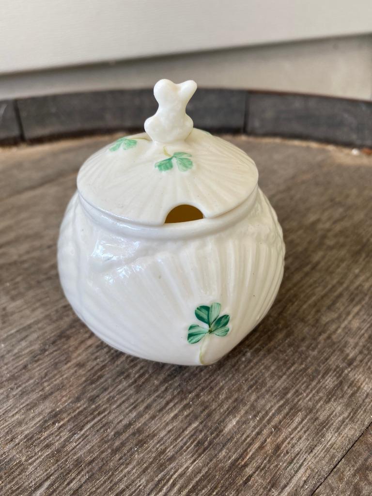 Belleek Shamrock Miniature Individual Sugar 6th Green Mark Ireland ...