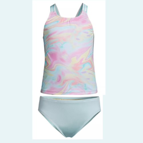 NWT Lands End 2-PC Tankini Top & Bikini Bottom Swim Set Paradise Aqua ...