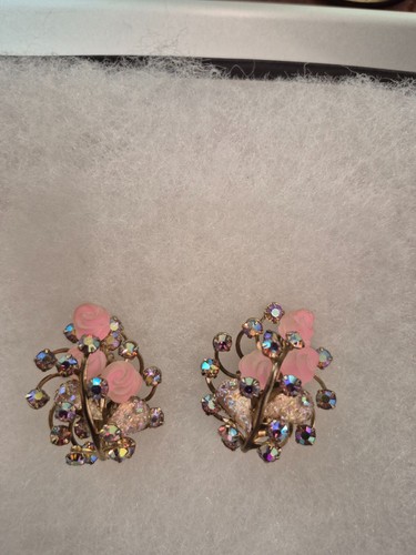 Vintage pink rhinestone clip ons | eBay