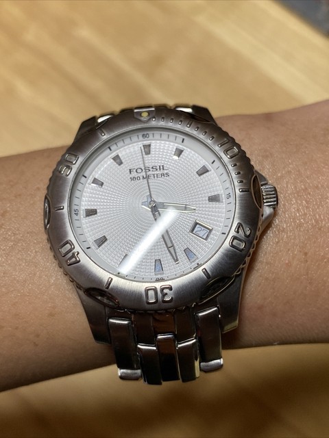 Fossil 10 ATM Men's 100 Stainless Steel Watch Am-3857 Water Resistant ...