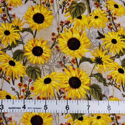 Sunflowers Fabric 100% Cotton FQ HY BTY By the Yard FALL Harvest ...
