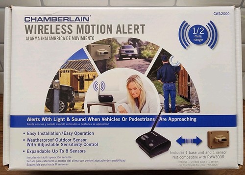 Chamberlain CWA2000 Wireless Motion Alert System Unit 1/2 mile range ...