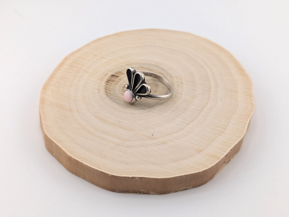 Navajo Pink Conch Shell Ring w/ Fan Design Native American Sterling ...