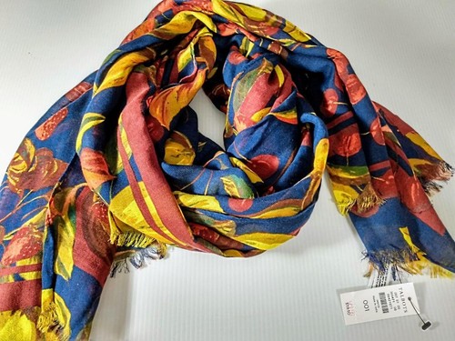 TALBOTS Soft Modal Cotton Fruit Leaves Navy,Gold,Red,Olive Fall Long ...