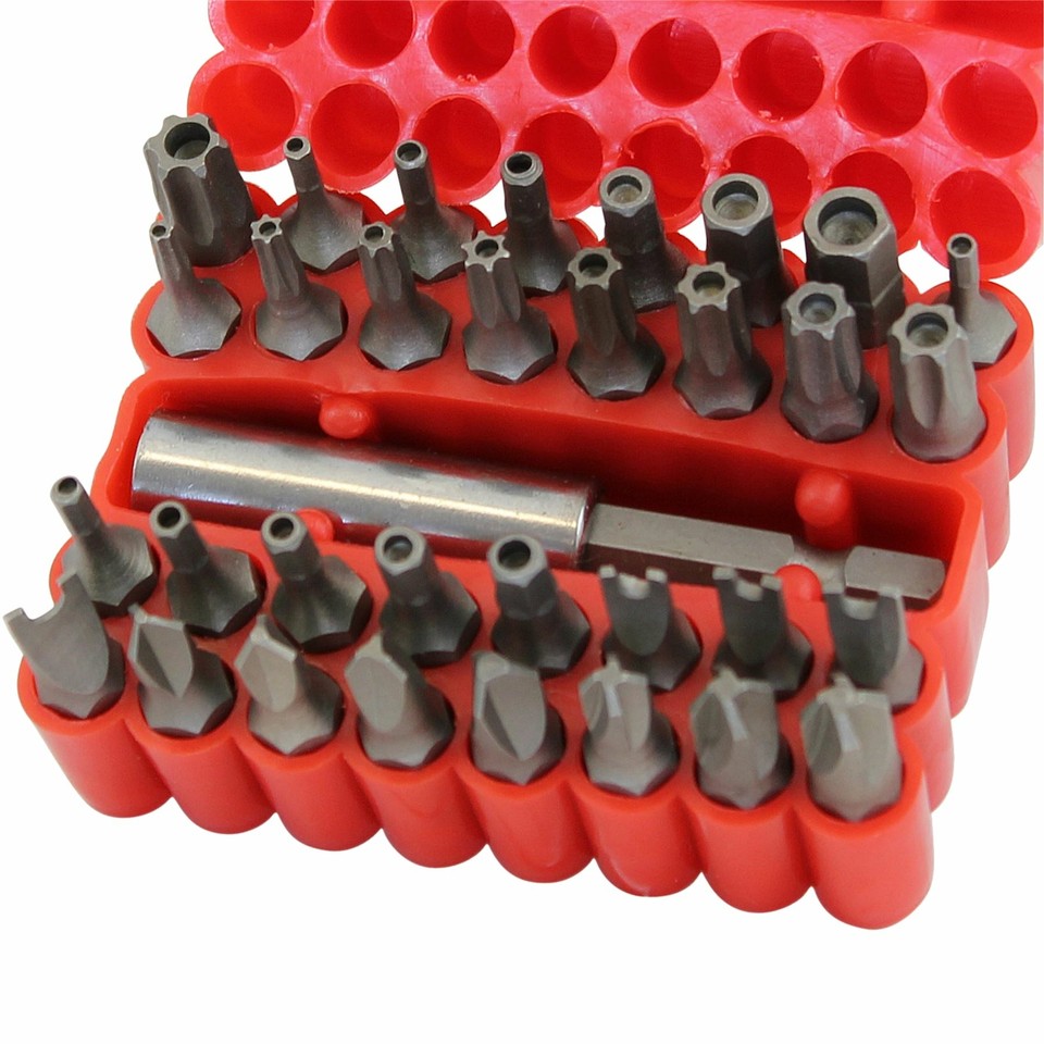 33pc Security Screwdriver Bit Set Hex Tamper Proof Spanner Torx Star ...