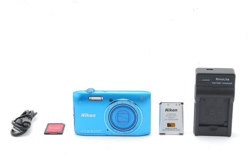 [NEAR MINT] Nikon Coolpix S3600 Blue 20.1MP Digital Camera 8x zoom From ...