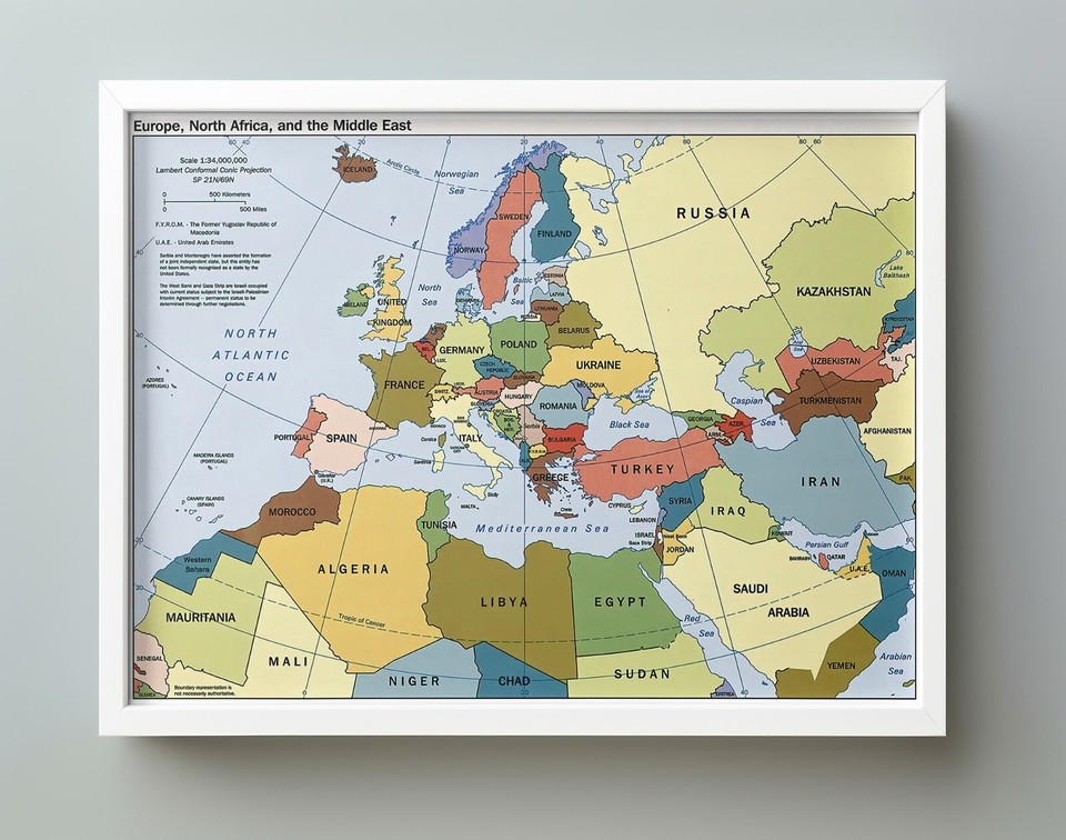 2000 CIA Map of Europe, North Africa, the Middle East Home School ...