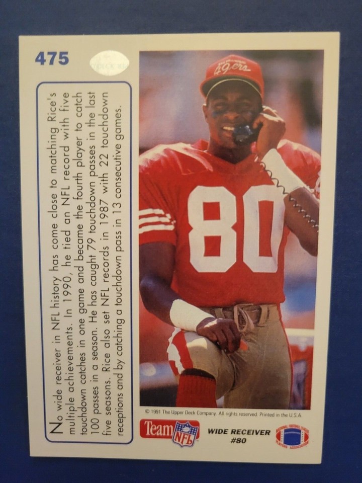 1991 Jerry Rice NM Upper Deck #475 Team MVP | eBay