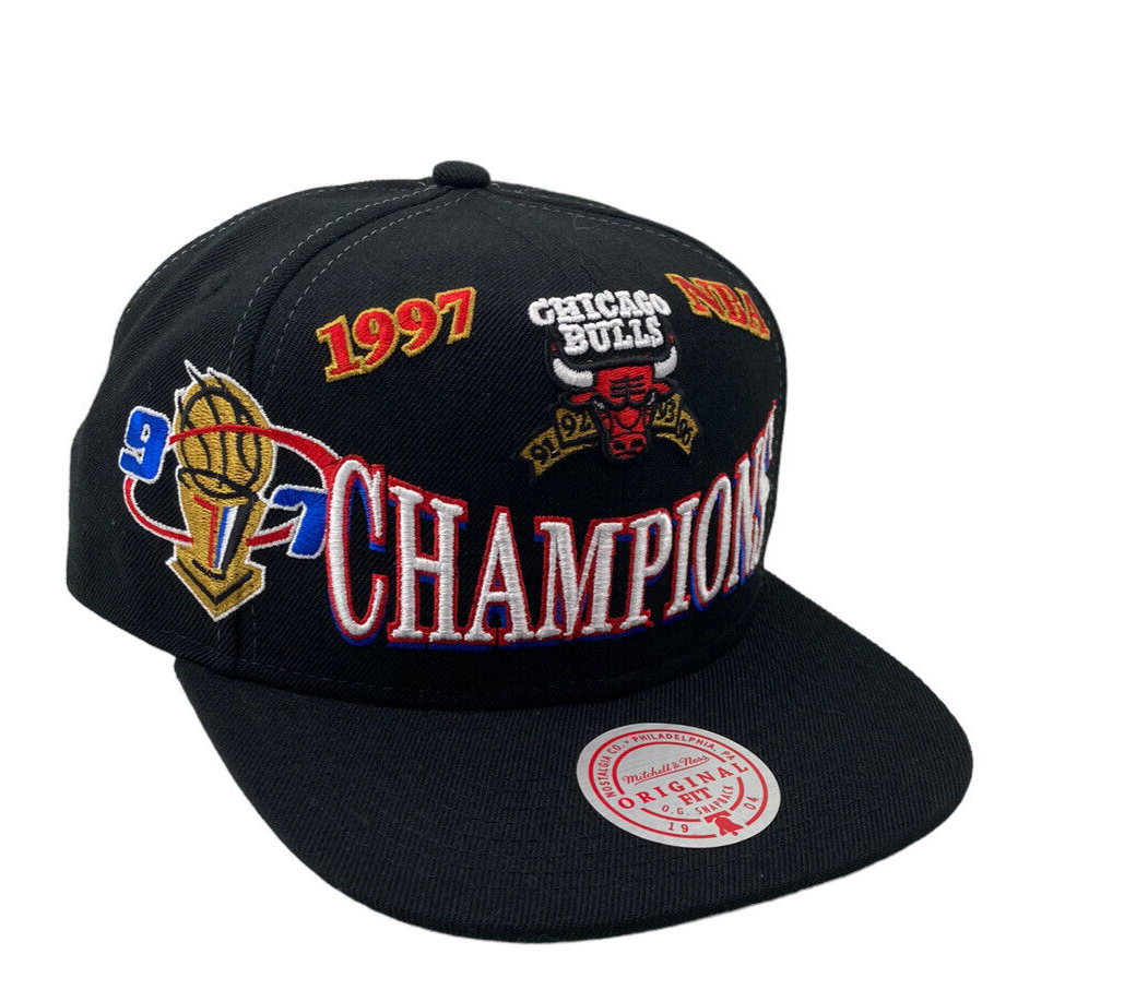 Chicago bulls NBA 97 Champions Snapback Mitchell & Ness black cap | eBay