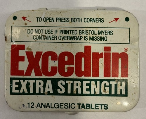 Vintage Excedrin Extra Strength Tin - Analgesic Tablets Metal 2x1.5 ...