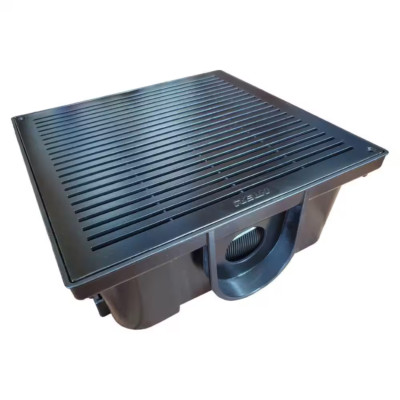 RELN Catch Basin Kit 13x5 Low Profile Drain Grate 8ft Pipe Black ...