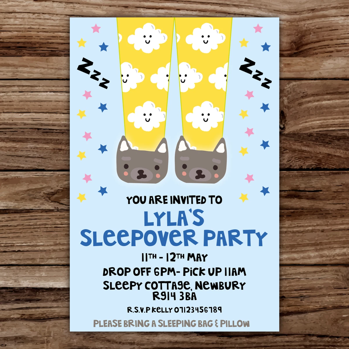 Zebra Print Slumber Party Invitations