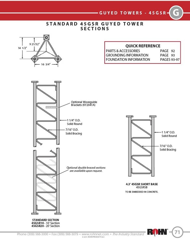 Rohn Tower 45G 45GSR Solid Rod Tower 290' Total | eBay