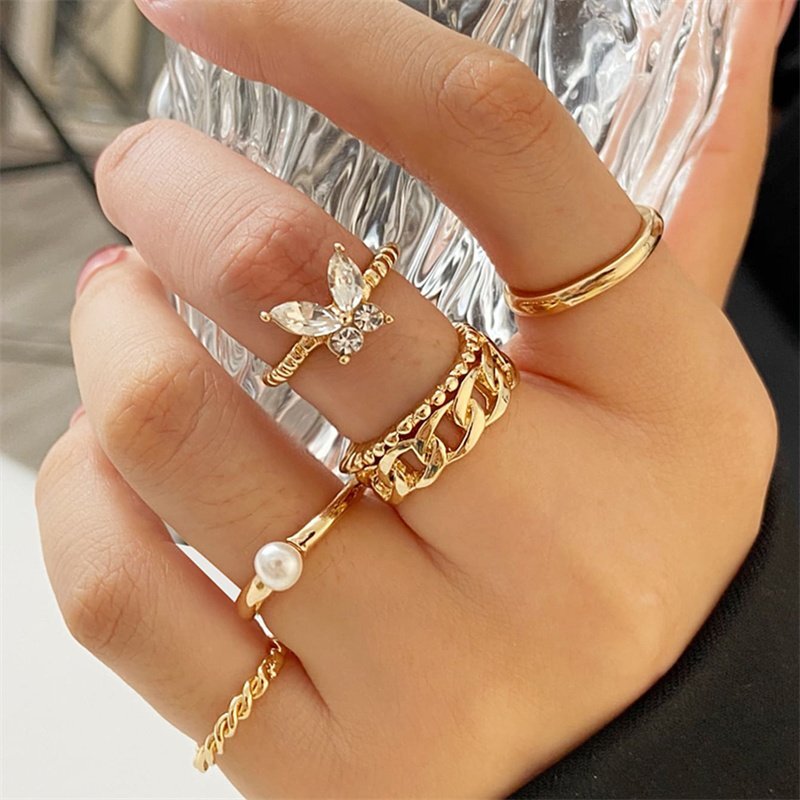 2024 Women Boho Retro Color Gold Finger Knuckle Rings Set Holiday ...