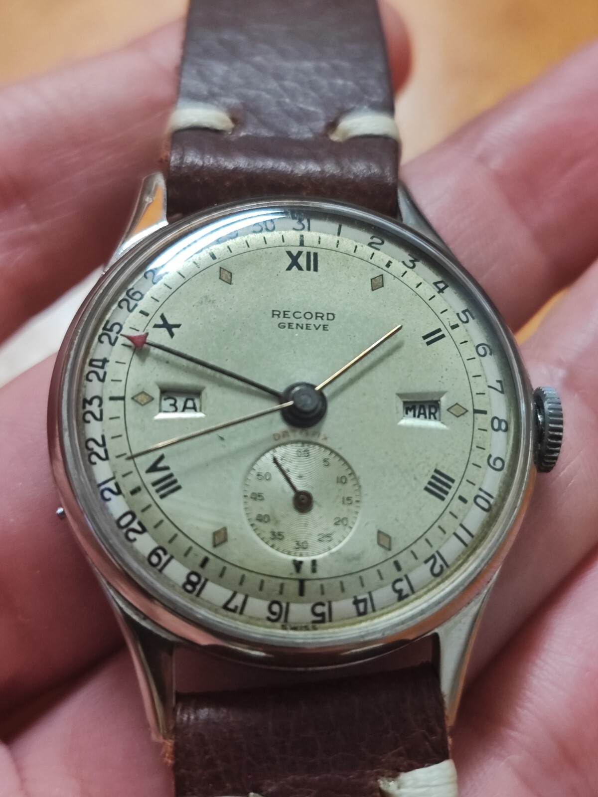 Vintage Record Watch - Geneve - Datofix - Triple Date | eBay UK