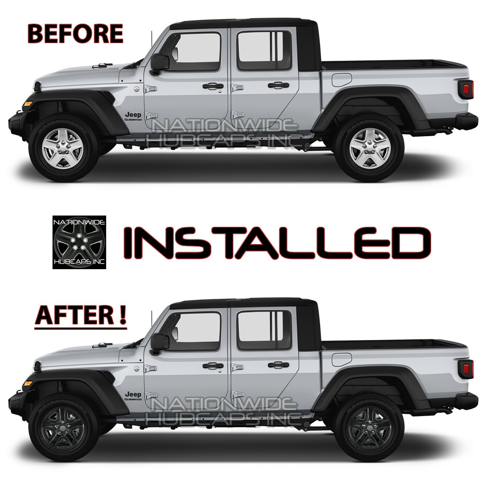 4 fit Jeep Gladiator Sport S 2020-2023 Black 17" Wheel Skins Hub Caps ...