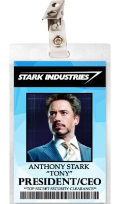 Stark Industries TONY STARK ID Badge Card Cosplay Laminate Halloween | eBay