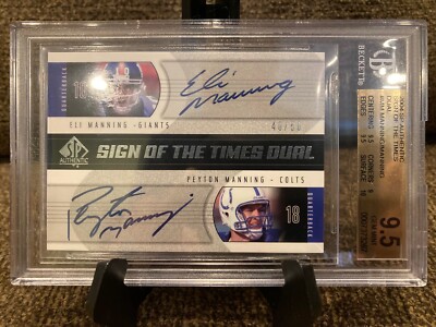 2004 SP Authentic Eli Manning/Peyton Manning Auto/50 BGS 9.5 GEM MINT W ...