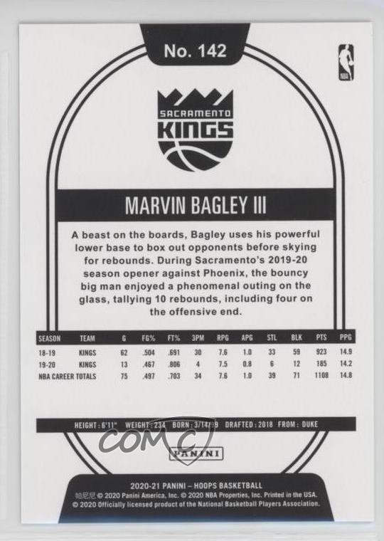 2020-21 Panini NBA Hoops Premium Box Set /199 Marvin Bagley III #142 | eBay