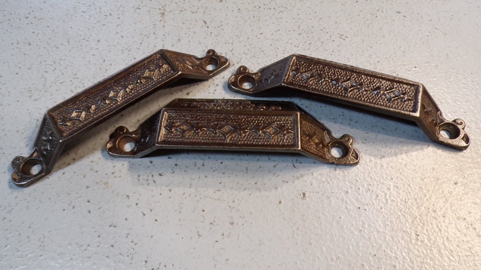 Lot of three Hamilton MFG. CO. printers cabinet tray pulls, restored ...