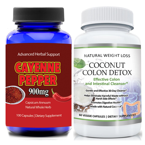 Cayenne Pepper Weight Loss Capsules Coconut Colon Detox Cleanse Diet ...
