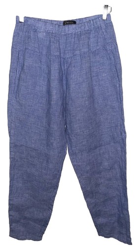 Yaly Couture 100% Linen Harem Pants Pockets Airy Lightweight Tiny Blue ...