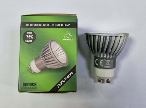 1X 6W Deltech Dimmable LED Blu Colore GU10 2-Pin Riflettore Spot Light ...