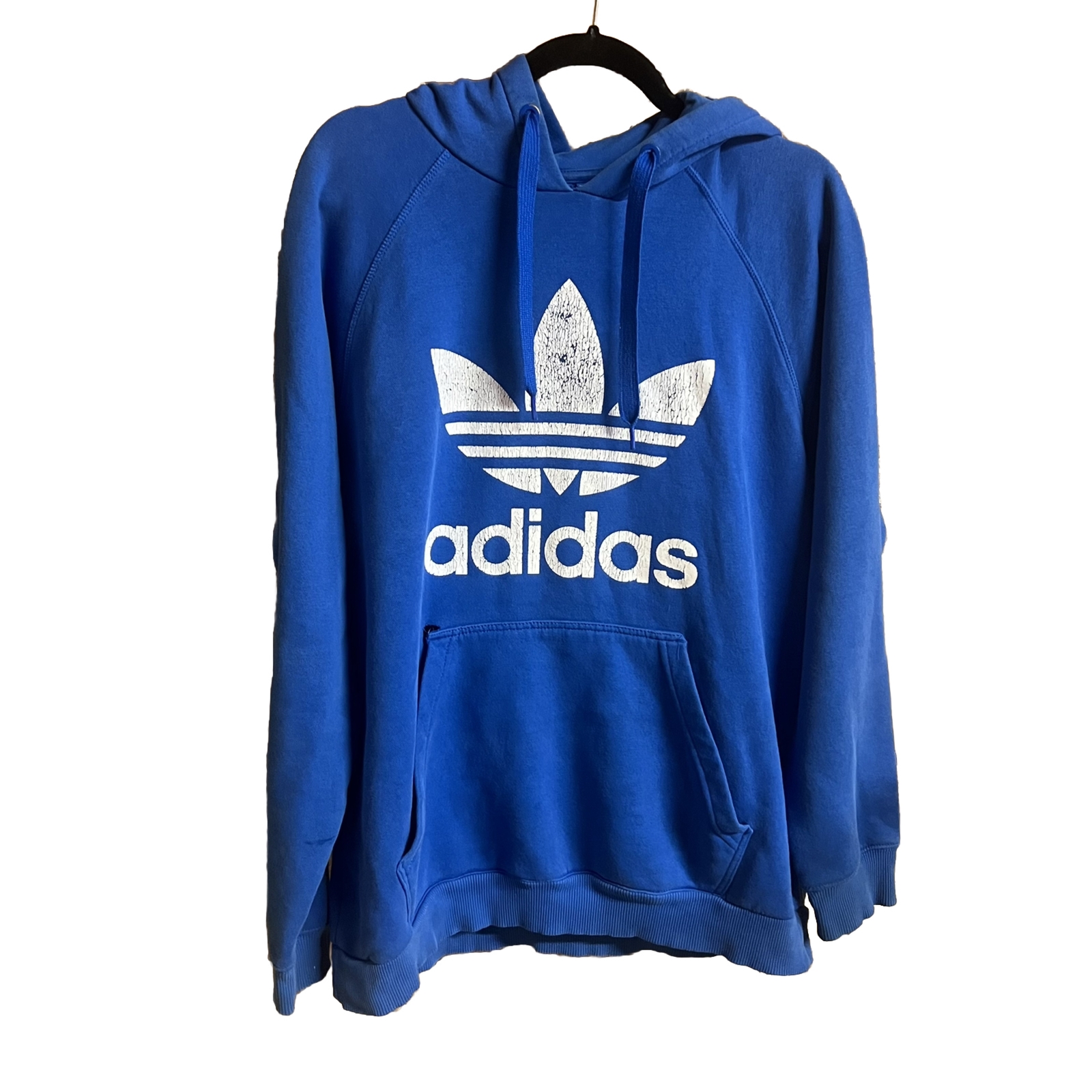 Adidas Men’s Center Logo Trefoil Blue Pullover Hoodie… - Gem