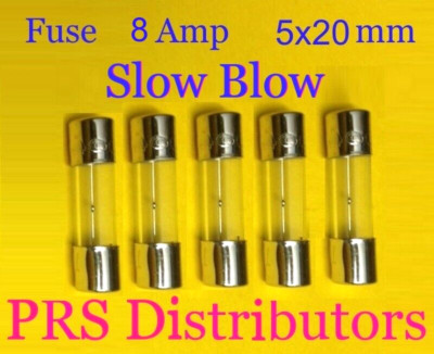Fuse 8A 250V 5X20mm SLOW BLOW Glass Fuse 8 Amp 250 Volt 5 pieces USA ...