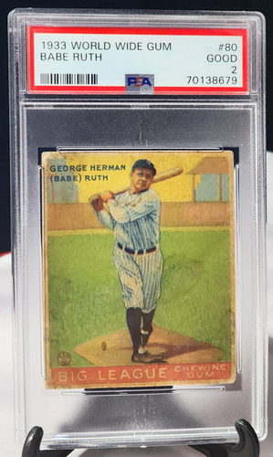 BABE RUTH 1933 World Wide Gum #80 PSA 2 YANKEES HOF English French Back ...
