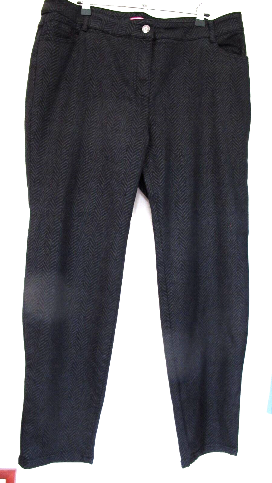 BASLER Womens Black Jeans Size 14-16 Straight Leg Herringbone Pattern ...