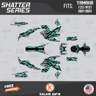 Graphics Kit for YAMAHA FZ-07 MT-07 (2021-2023) Shatter Series - Teal ...