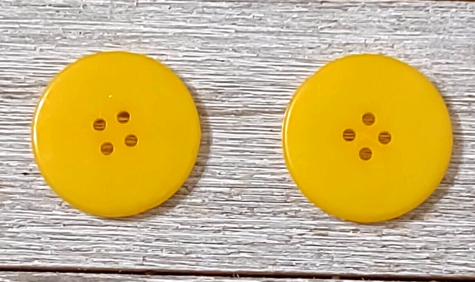 2 Dark Yellow Plastic Buttons Sewing Crafting 4 Hole Round 1 1/8" | eBay