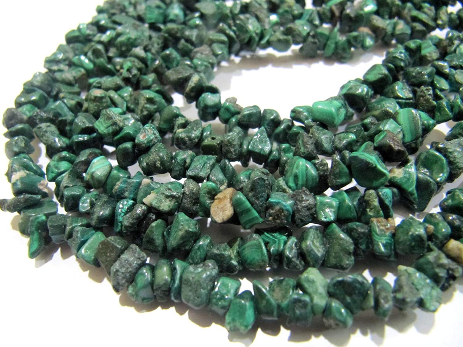 Natural Green malachite Gemstone Uncut Chip Beads 1 Lines Loose 33 inch ...