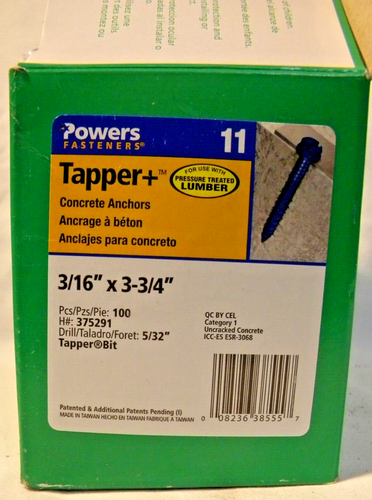 BLUE SLOTTED HEX WASHER-HEAD TAPPER CONCRETE SCREW ANCHORS (3/16" X 3-3 ...