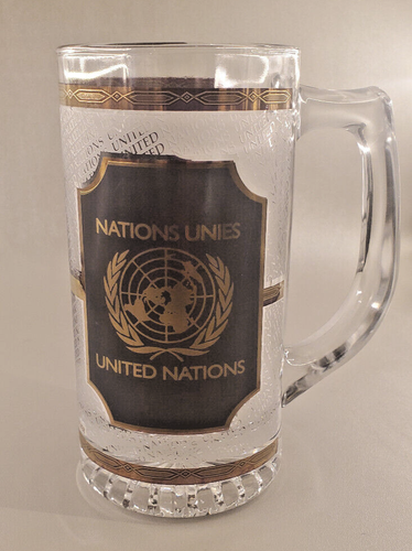 United Nations Glass Mug Logo Gold Ornate Cup | Culver Brand | eBay