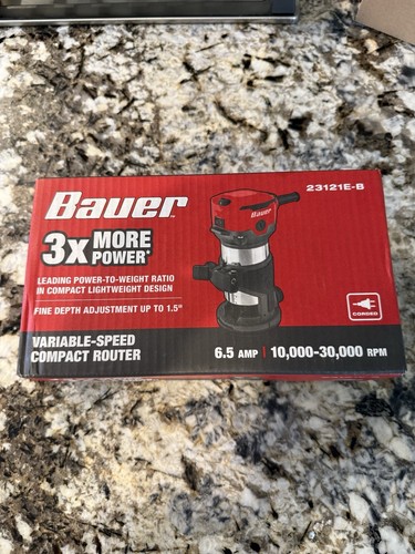 New in Box Bauer 23121E-B Variable Speed Compact Router 6.5 Amp Tool | eBay