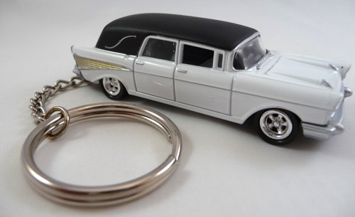 Keychain 1957 Chevy Hearse White Black Roof Gothic GOTH Key Chain | eBay