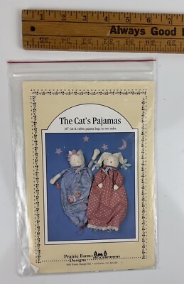 VTG Prairie Farm Design The Cat's Pajamas Cat & Rabbit 26” Sewing ...