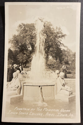 Fountain at the Memorial Union Iowa State College Ames Iowa RPPC | eBay