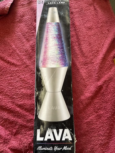 NEW 14.5” Lava The Original Silver Base Lamp with Swirling Glitter Mood ...