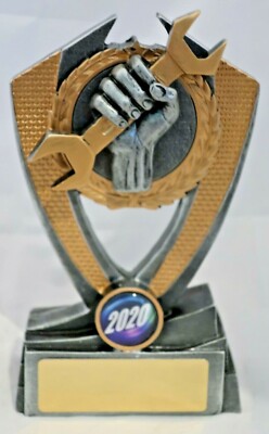 Hand with Spanner Award Car Show Golf Hero Shield Trophy 180mm Engraved ...