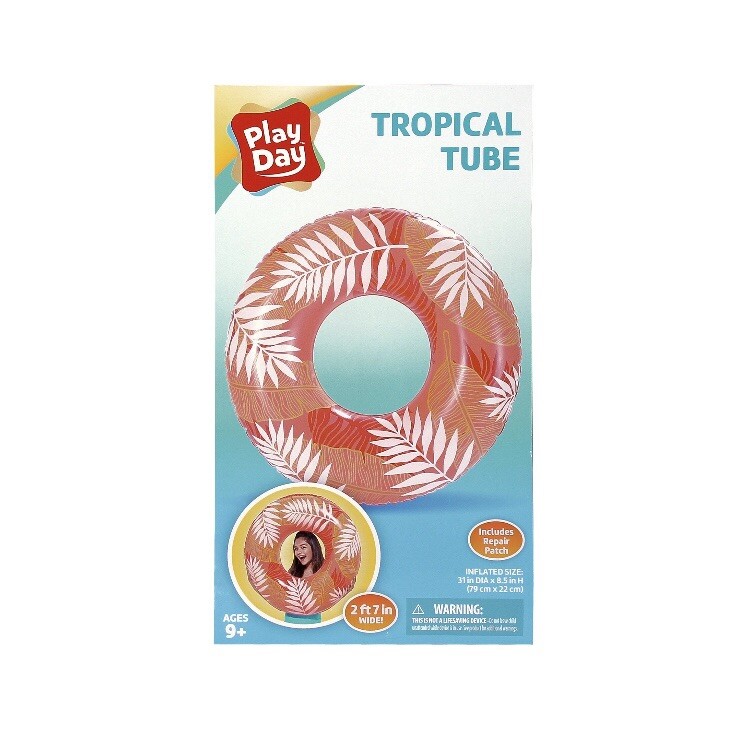 Inflatable Tropical Swimming Ring Float Inner Tube Coral Orange River ...