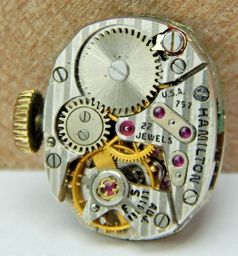 Vintage Hamilton 757 22 jewel ladies wrist watch movement with crown ...