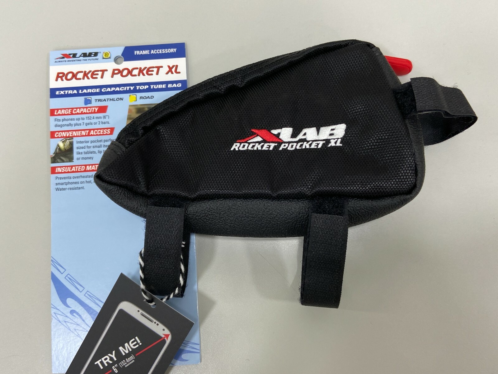 XLab Rocket Pocket XL Bag (Strap Mounted 3.1" High) Top Tube Bag Black ...