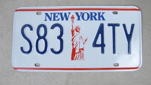 NEW YORK licence/number plate US/United States/USA/American S83 4TY ...