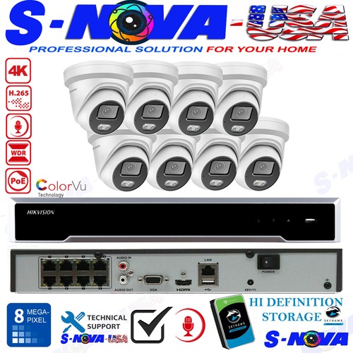 Hikvision NVR 4K 8CH Security Camera System 4MP ColorVu DS-2CD2347G2-LU ...