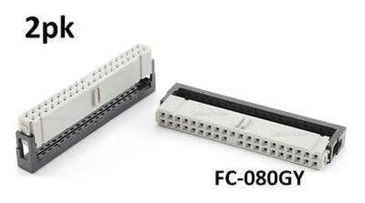 2-Pack Grey 40-Pin (80-Wire) ATA IDE Female Ribbon Cable Connector, FC ...