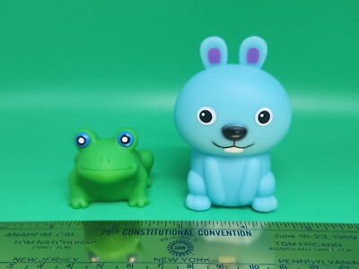 Frog & Blue Bunny Rabbit Hard Bath Toy Figure Lot Hypno Toad Creepy ...