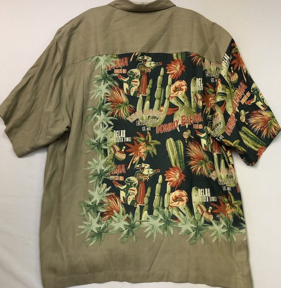 Tommy Bahama Cactus Cantina Green Mexico Silk Siesta Time Vacation ...